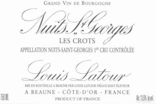 Louis Latour Les Crots, Nuits-Saint-Georges 1er Cru, France-路易拉图酒庄葡萄酒 ...